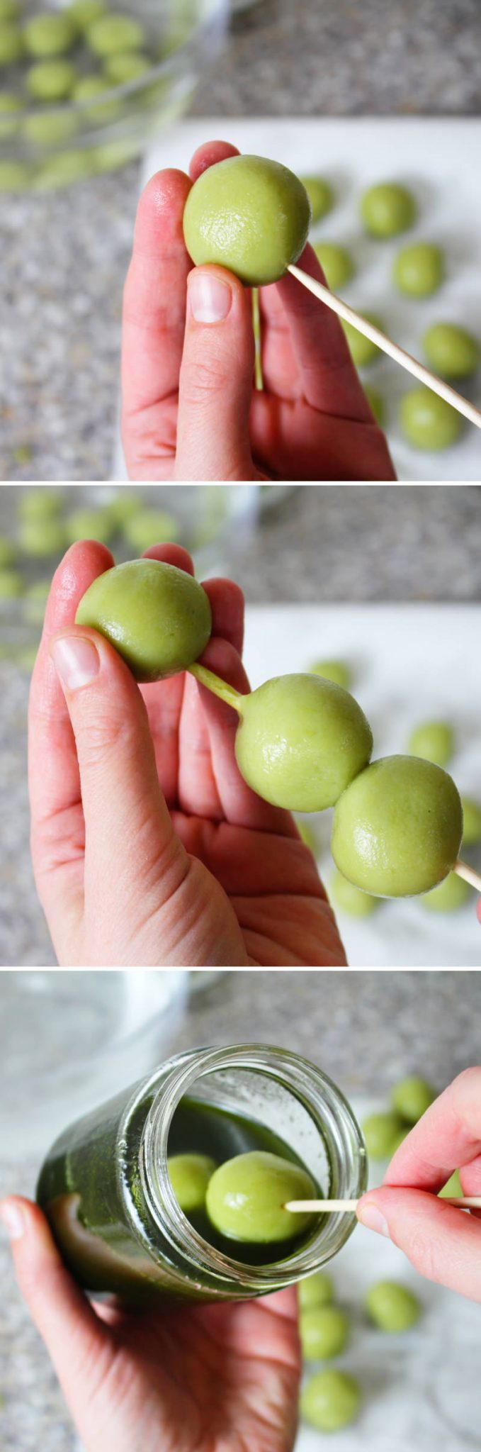 Matcha Dango mit grünem Tee & süßem Sirup » REZEPT